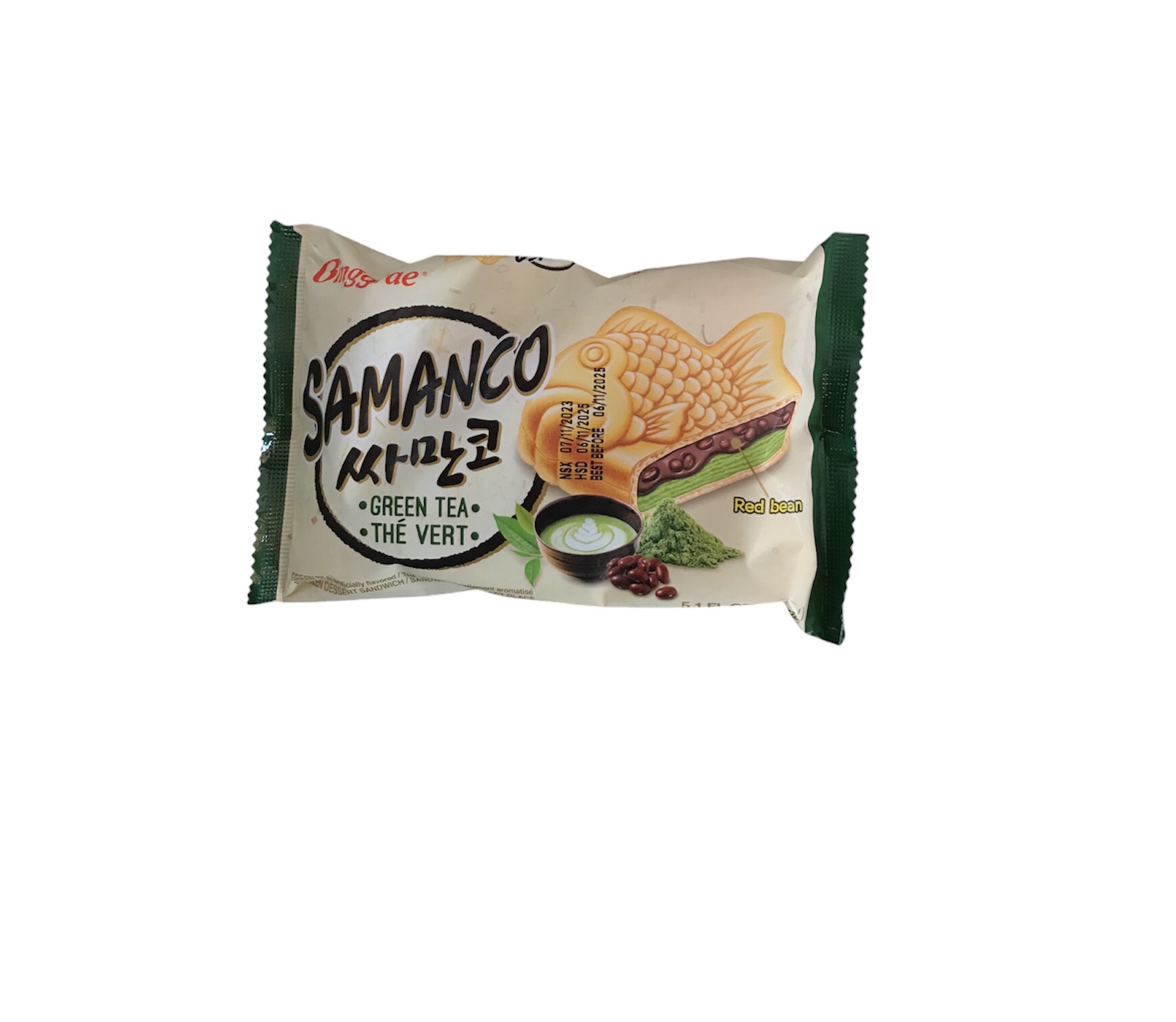 Samanco Helado Forma de Pescado sabor Matcha y poroto aduki (Binggrae ...